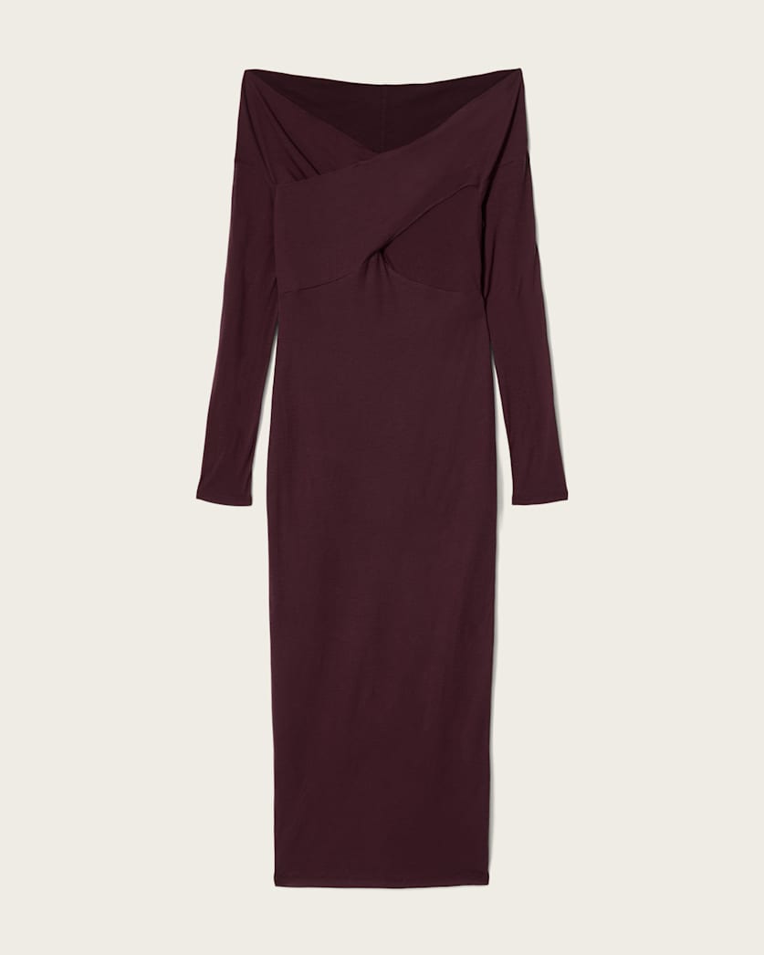 Delta Bodycon Jersey Midi Dress OXBLOOD RED | ALLSAINTS